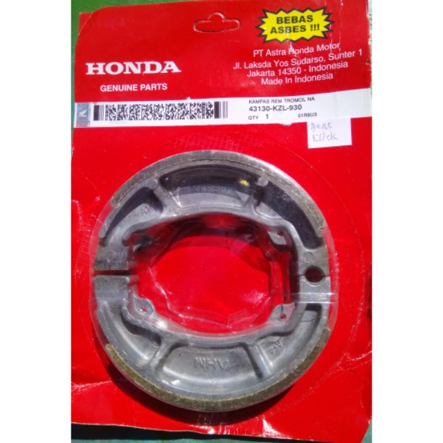 Genuine Honda Brake Shoe FOR HONDA CLICK 125 V1 / CLICK 125 V2 (GAME ...