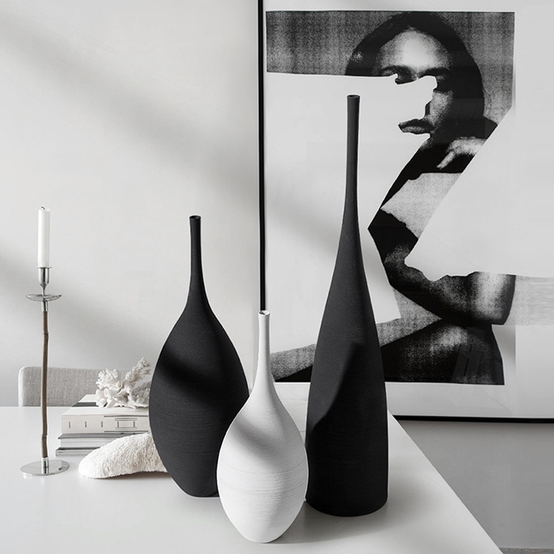 Ceramic Vase Black and White Simple Creative Design Handmade Art ...