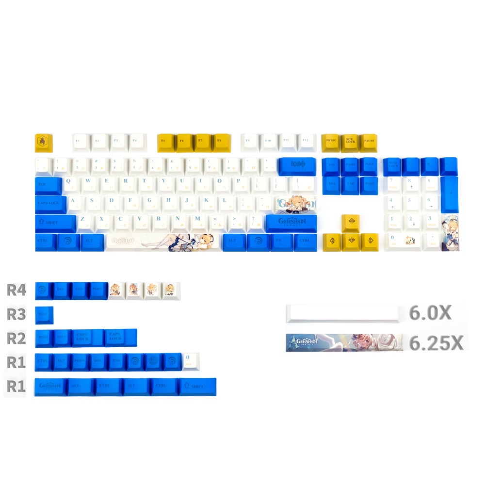 GMK Genshin General Thunder keycaps, 132 Keys keycaps Cherry Profile ...