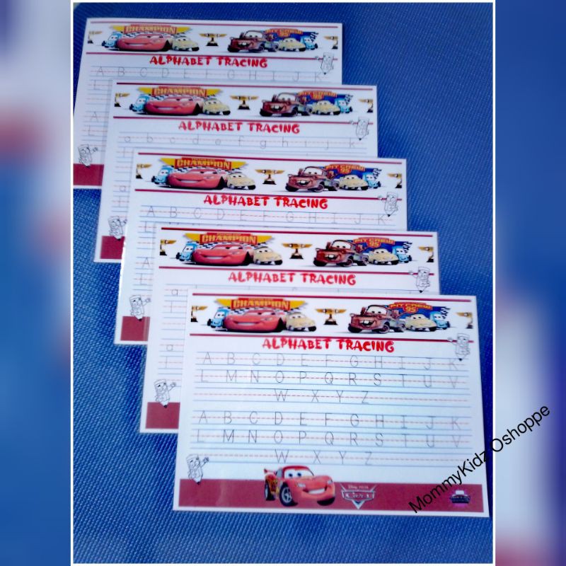 Laminated Alphabet Tracing CAR Theme back-to-back Upper & Lower Case A4 ...