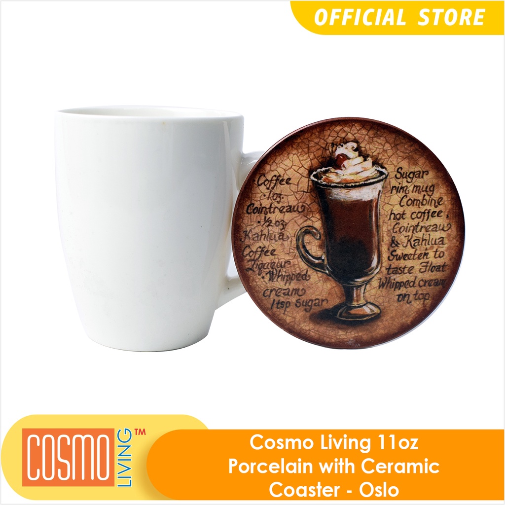 Cosmo Living 11oz Porcelain with Ceramic Coaster-Oslo | Shopee Philippines