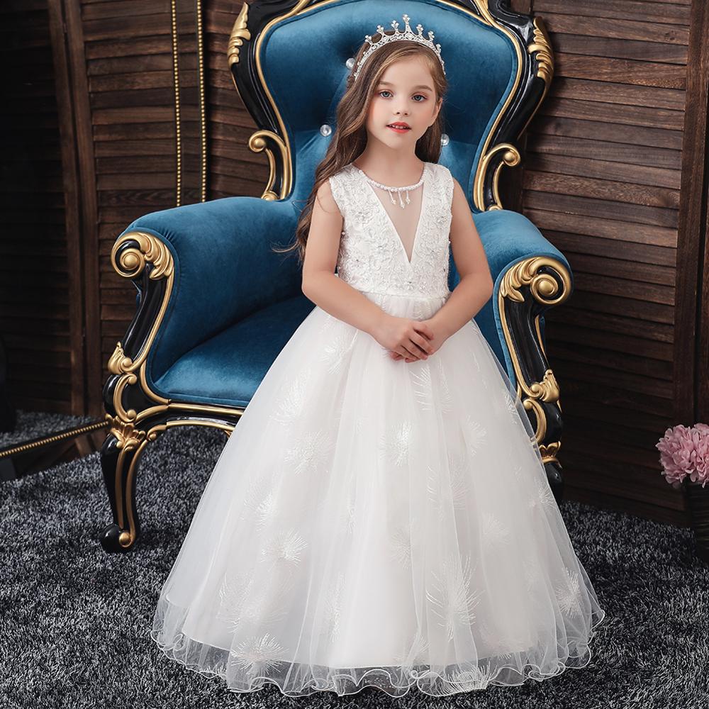 LZH Kids Dress Baby Girl Evening Party Bridesmaid Flower Wedding Teen ...