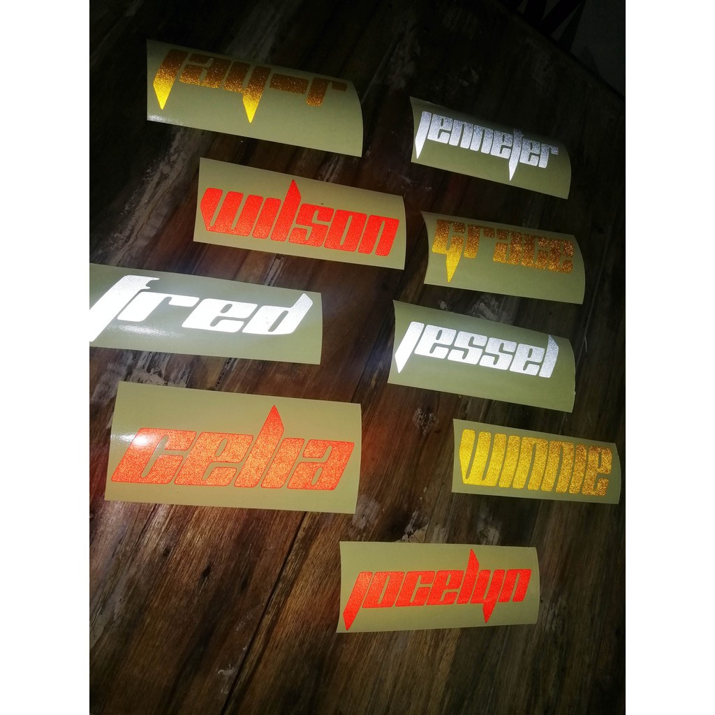 REFLECTORIZED Customized Die cut Decal Name / Label Sticker WATERPROOF ...