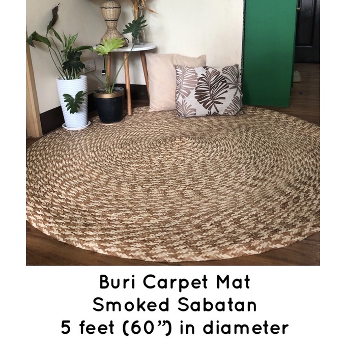Native Handwoven Buri Round Carpet Mat Smoked Sabatan (5 feet) | Shopee ...