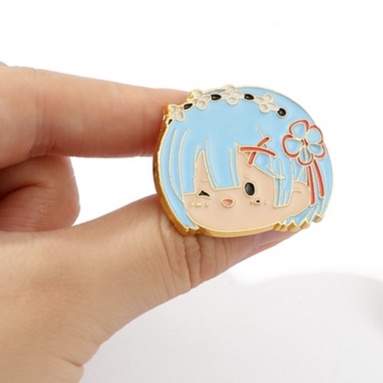Re:Zero Rem Hard Enamel Pin Kawaii Cartoon Blue Short Hair Maid Girl ...