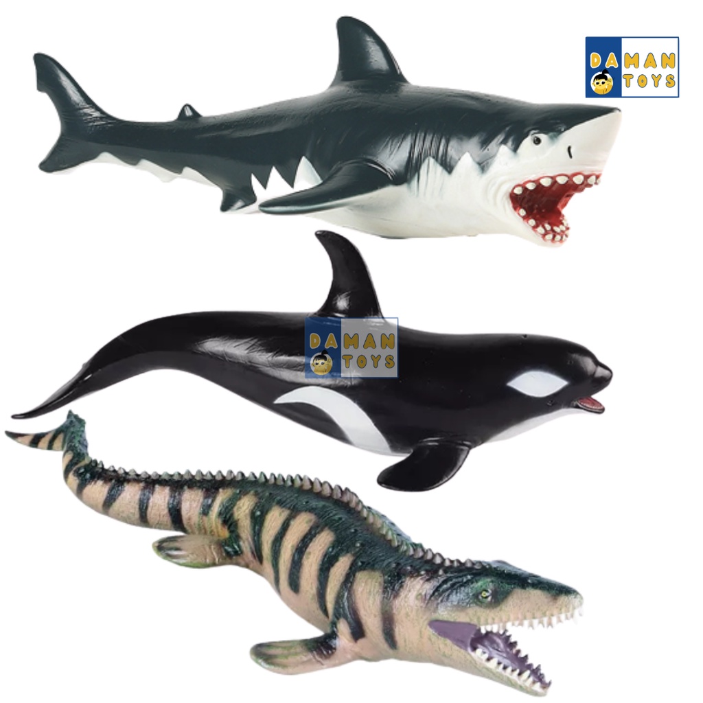 Megalodon Jumbo Shark Mosasaurus Toy Dinosaur Figure Large Rubber Dino ...