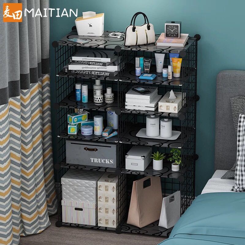 ∋DIY Metal Mesh Frame Bedside Table Cabinet Wardrobe Adjustable ...