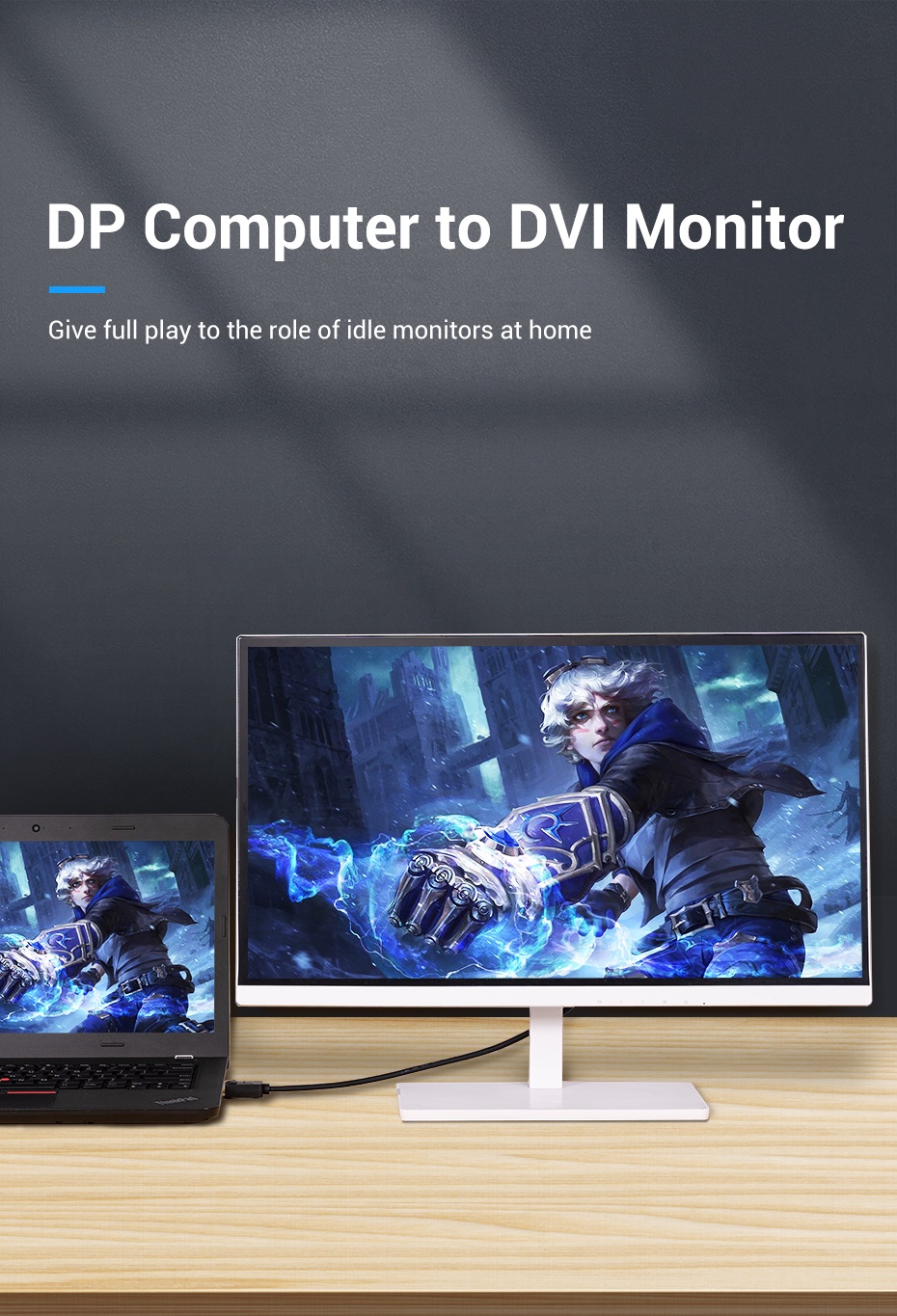 Vention DisplayPort to DVI Cable Video Adapter Compatible for Monitor ...