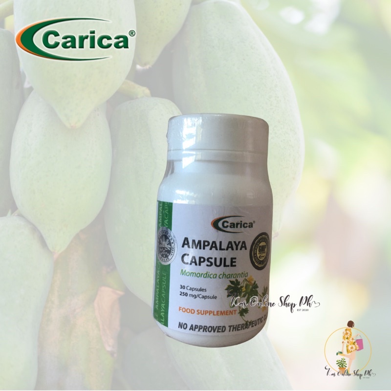 Carica Ampalaya Capsules(Bitter Melon - Momordica charantia)Bottle of ...