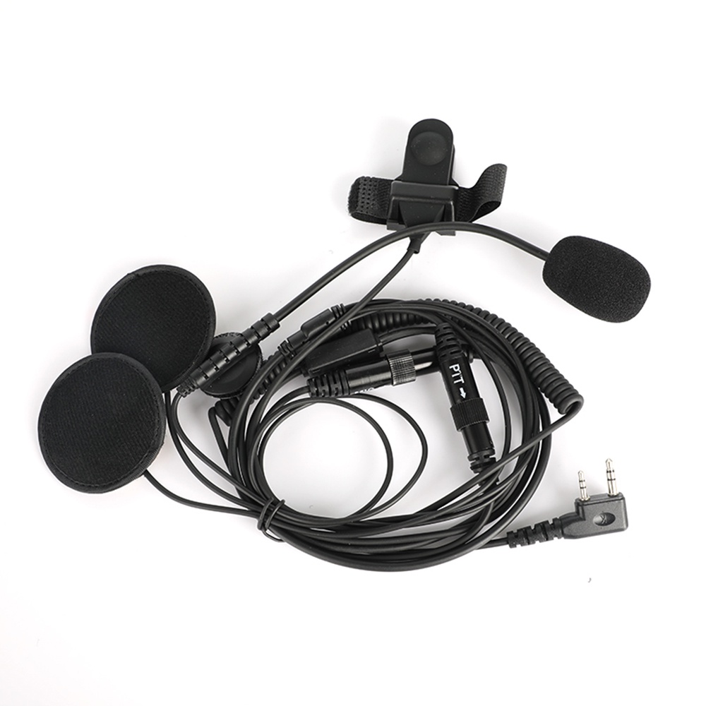 Helmet Headset 2 Pin PTT Motorcycle Headphone For Walkie Talkie Kenwood ...