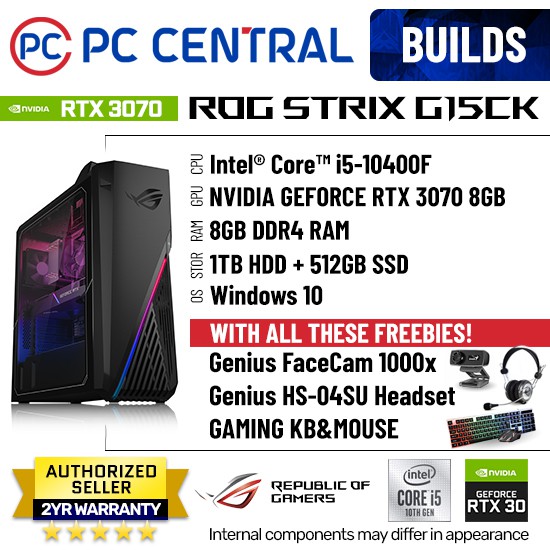 ASUS Rog Strix G15ck Gaming Desktop Intel I5-10400f Nvidia Rtx 3070 ...