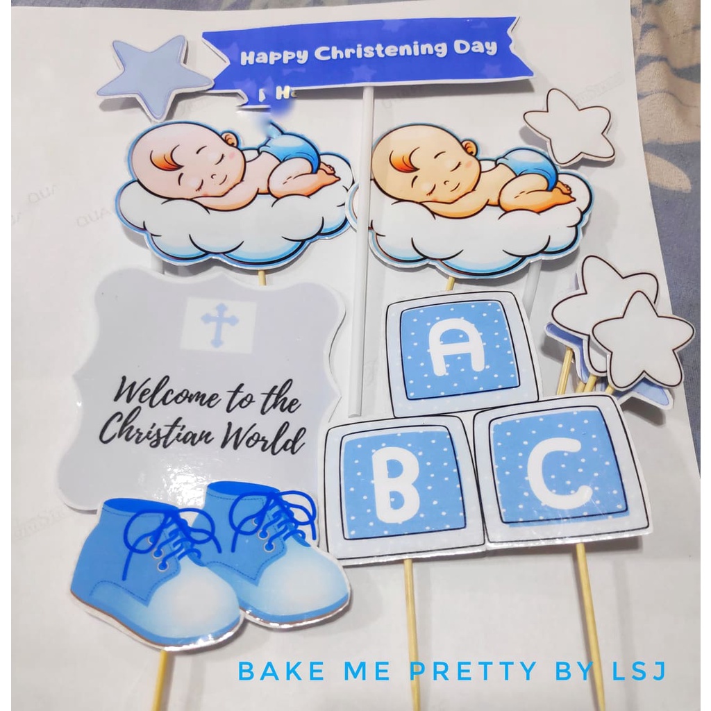 QUALITY Personalized Christening Cake / Baptismal cake topper for boy ...