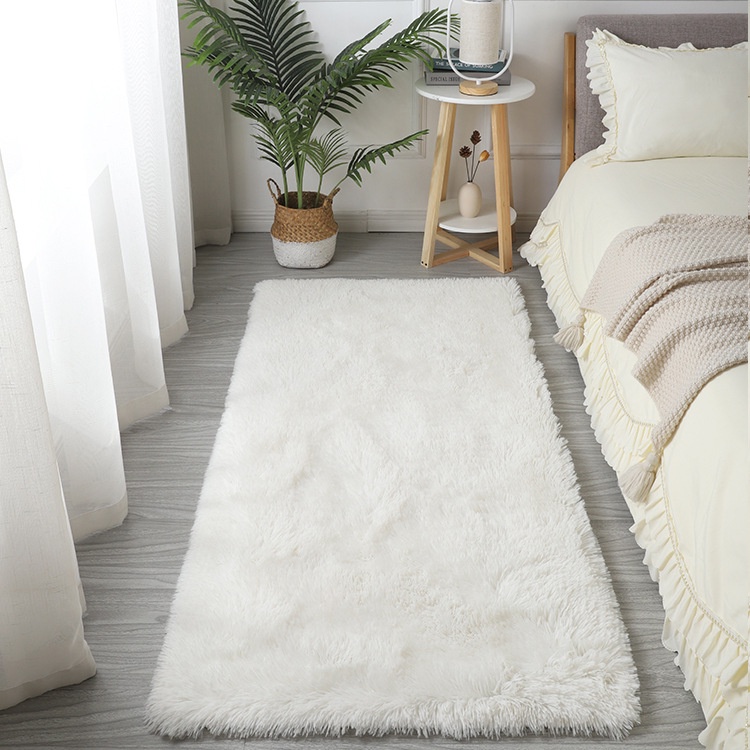 【Ready Stock】Solid Nordic Fluffy Carpet White Soft Fur Carpet Area Rug ...