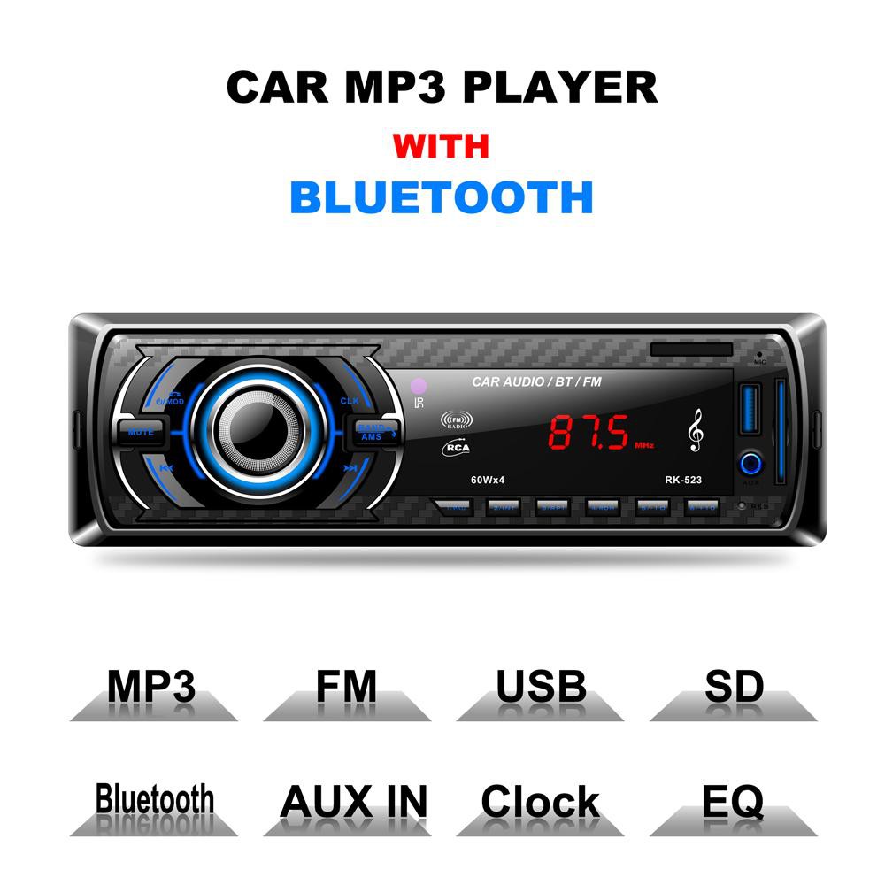 Car Radio Bluetooth Stereo 1 Din Radio USB Bluetooth Audio In-Dash ...