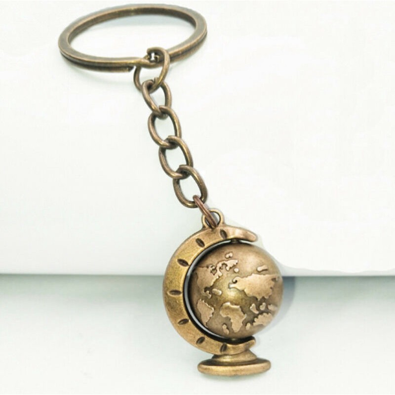 1pcRetro Metal Globe World Map Double-Sided Rotating Globe Keychain Key ...