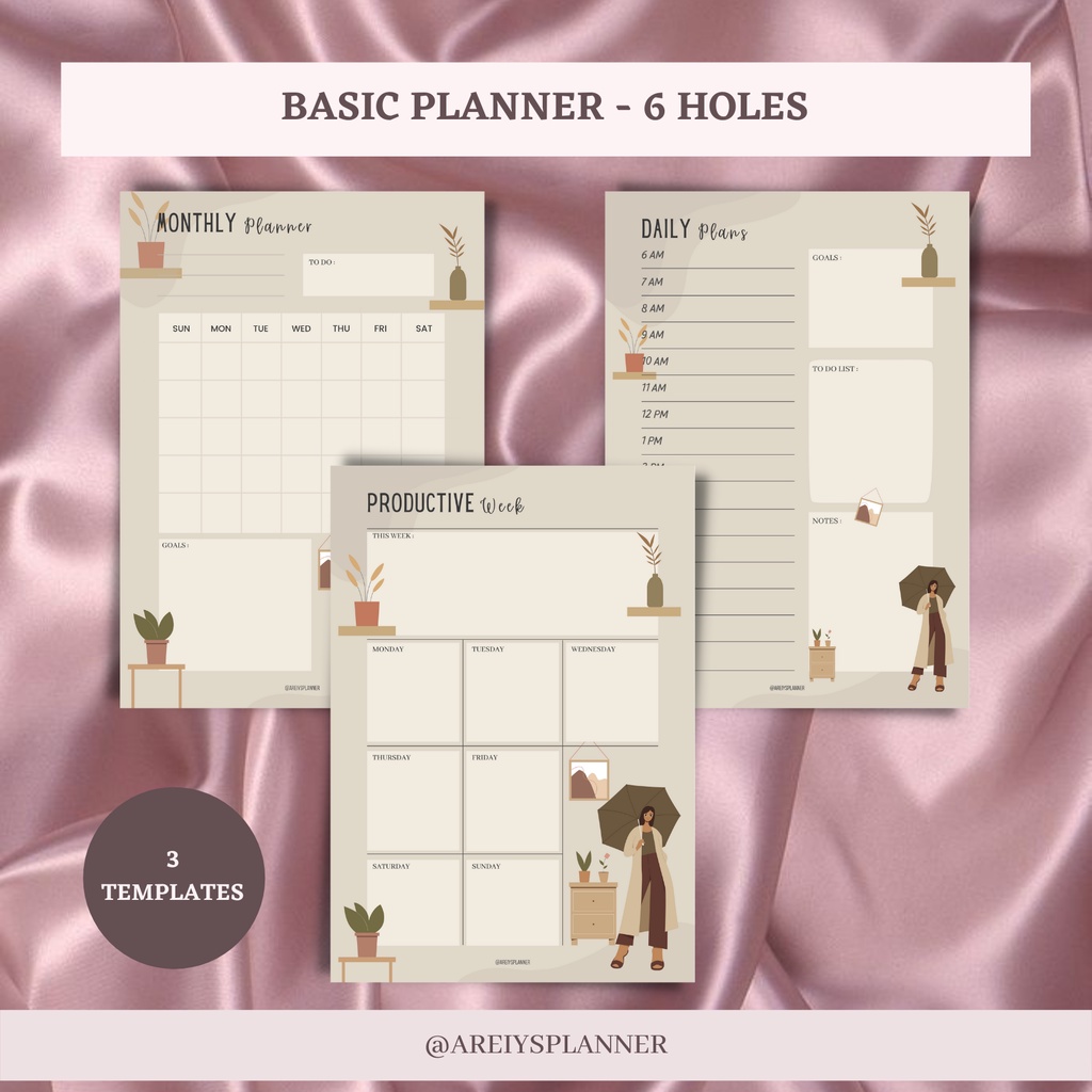 MODERN BROWN BASIC PLANNER 6 HOLES LOOSE LEAF INSERT A5 , A6 , PERSONAL | Shopee Philippines