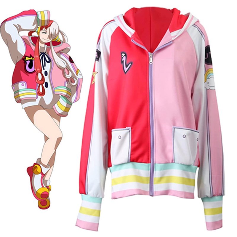 One Piece Uta Cosplay Jacket Red Uta Costume Hoodie 3D Printed ...