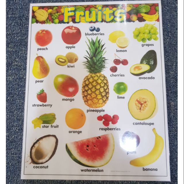 ESL Props - Fruits chart laminated | Shopee Philippines