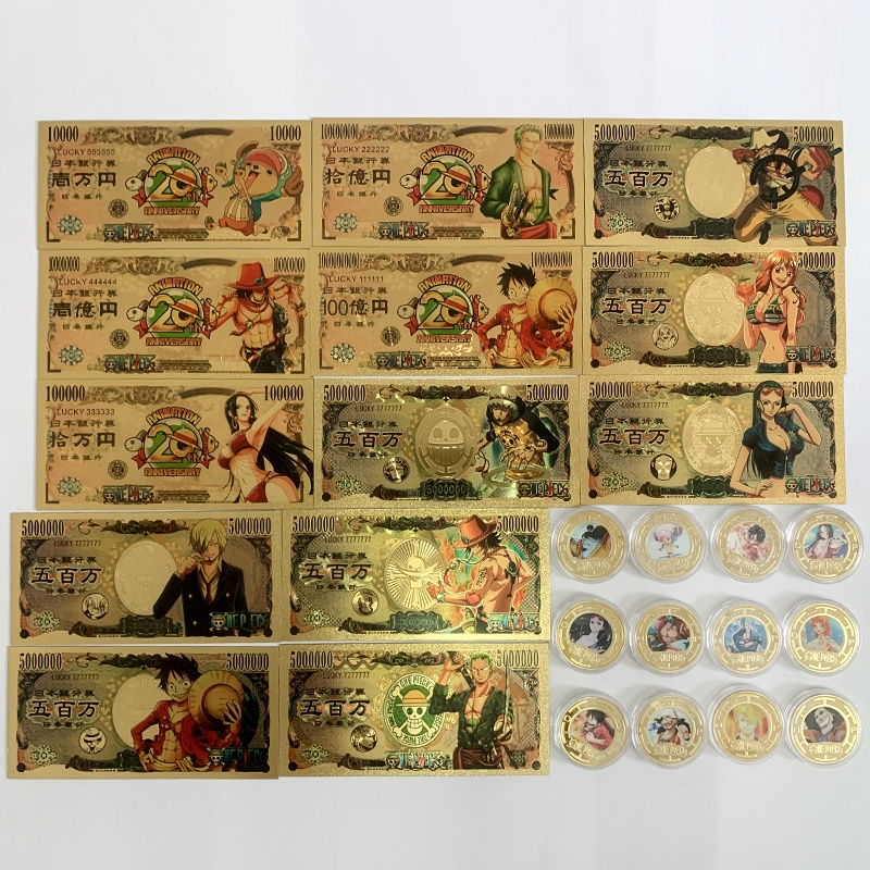 Anime One-Piece Cartoon Fake Money Gold Foil Banknote Monkey Luffy ...