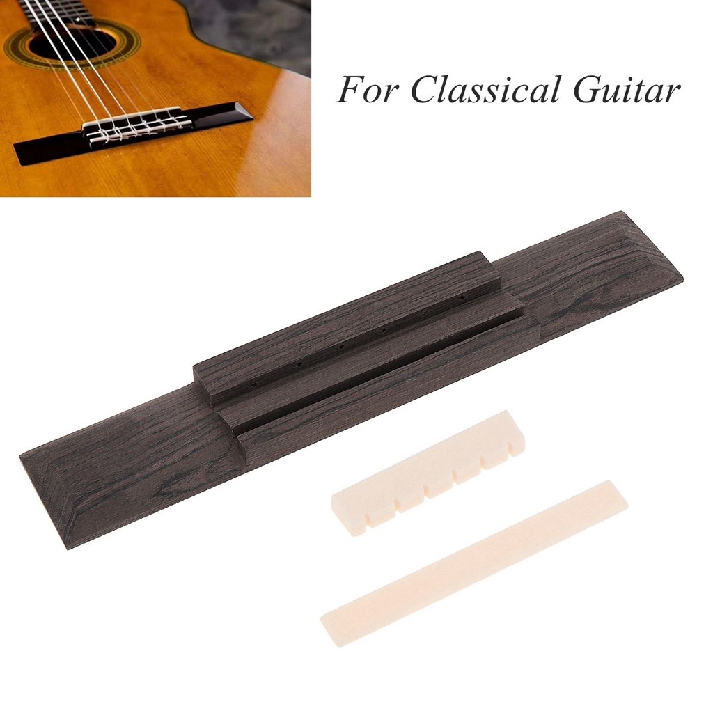 1 Set Classical Guitar Bridge Pad + Saddle / Nut Guitar Parts for 40 41 ...