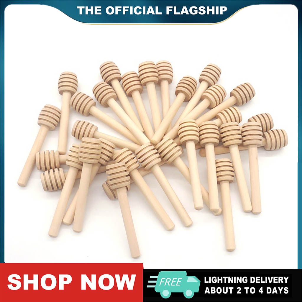 LT01ph 100 pcs Wooden Honey Mixing Sticks Honey Dipper Sticks Drink ...