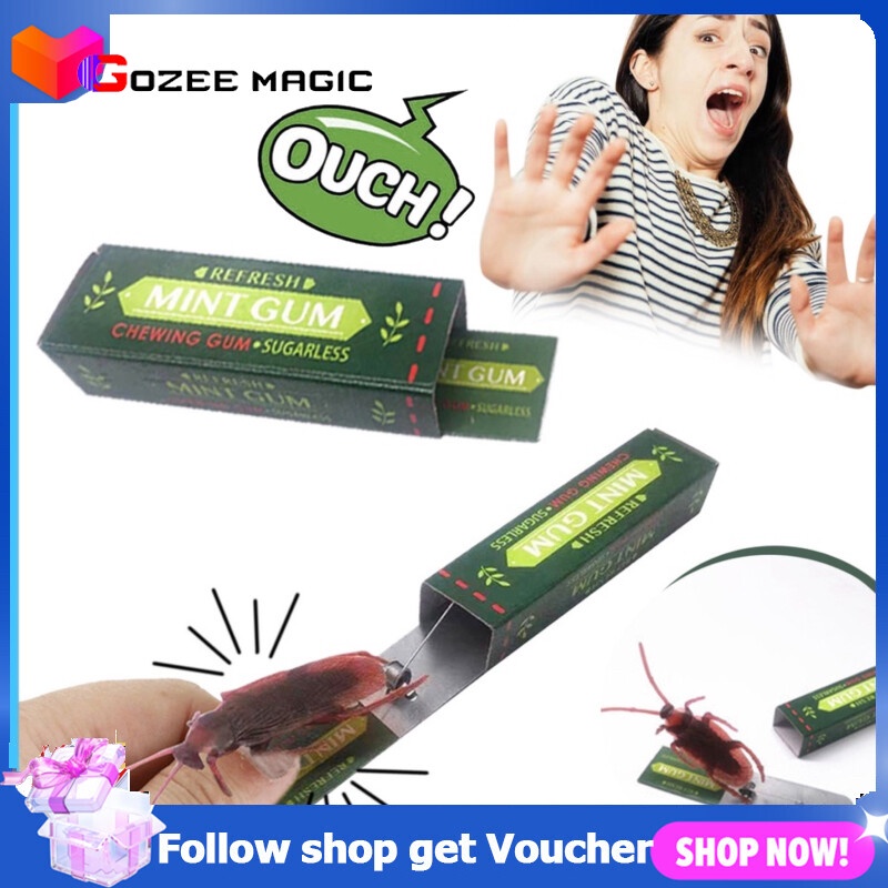 Prank chewing gum Toy trick gag Shocking Cockroach Chewing Pull Head ...