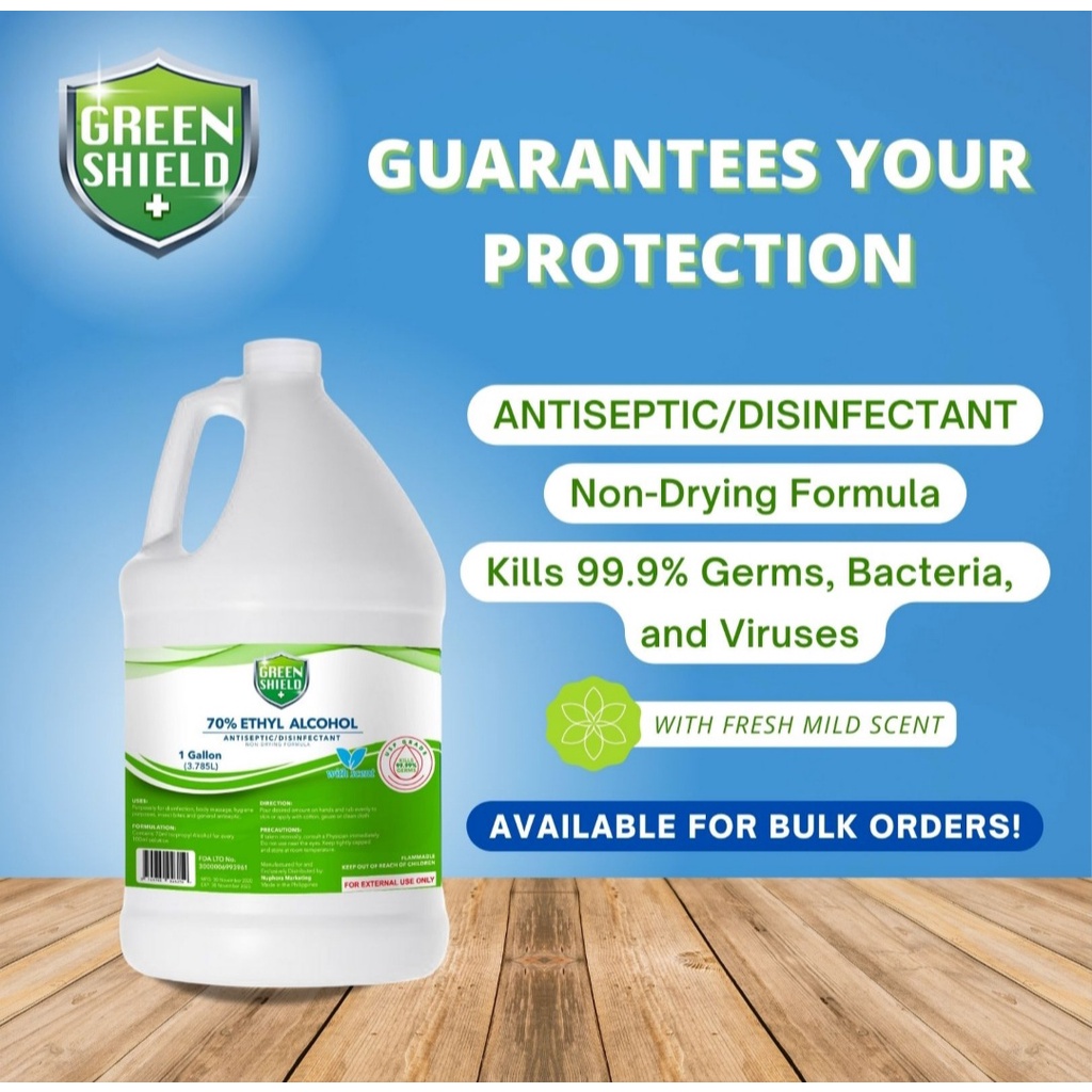GREEN SHIELD 70% ETHYL ALCOHOL GALLON | Shopee Philippines