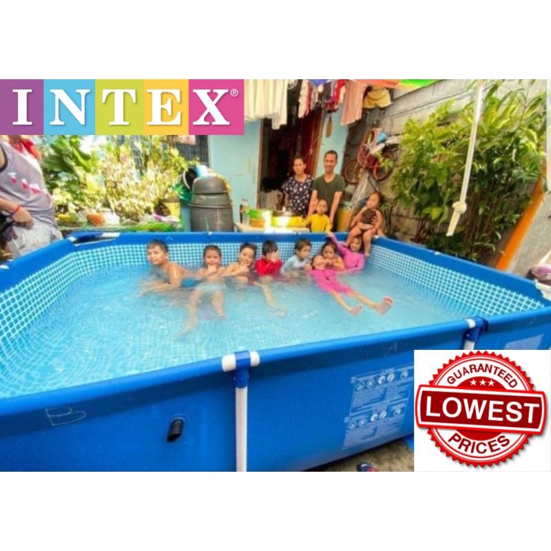 INTEX 28272 Heavy Duty Rectangular Frame Swimming Pool Portable (3m x ...