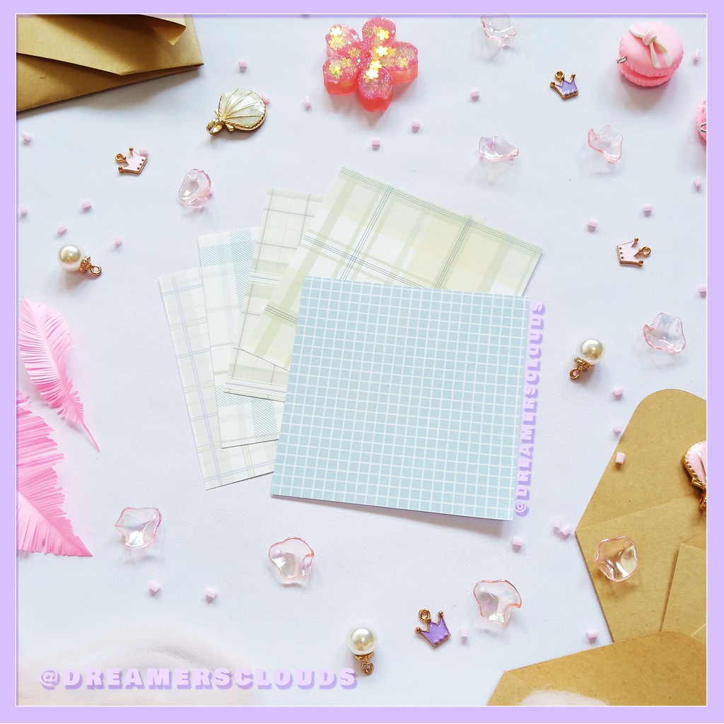Journaling 5pcs Aesthetic Square paper / Blue Concept Checkered Note ...