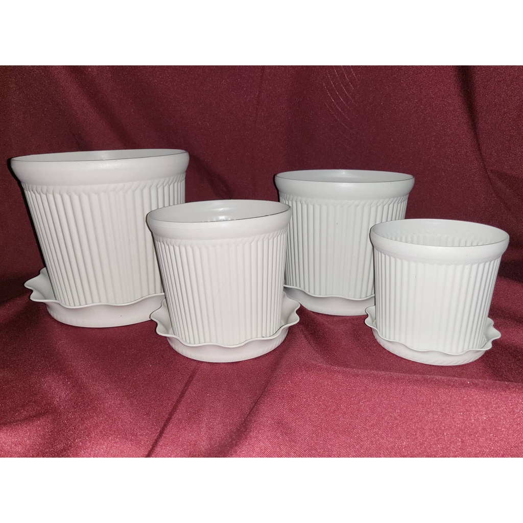 Elegant white pots with plate P22 P37 P42 P59 / pots for plants ...