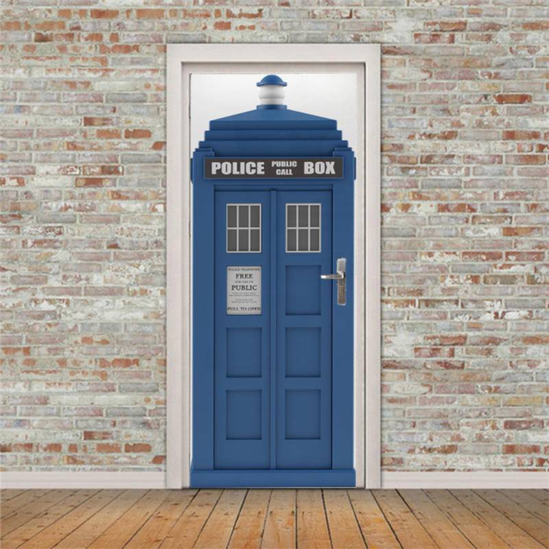 Custom London Telephone Booth Vinyl Door Stickers 3D Paris Modern Art ...