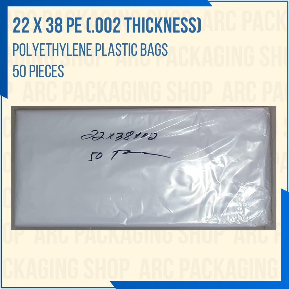 22x38 Inches PE Polyethylene Plastic Bag (Thickness - .002) - 1 Pack ...