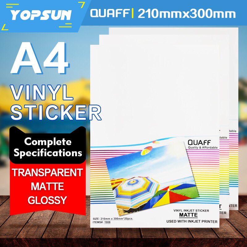 QUAFF Vinyl Inkjet Sticker A4 Size (Glossy / Matte / Transparent ...