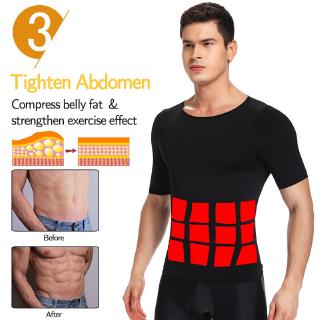 Mens Slimming T Shirt Bodysuit Shaper Compression Shirts Gynecomastia ...