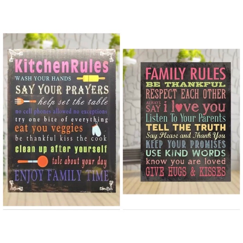 Family Rules and Kitchen Rules Wooden Wall Decor 36.5x26cm | Shopee ...