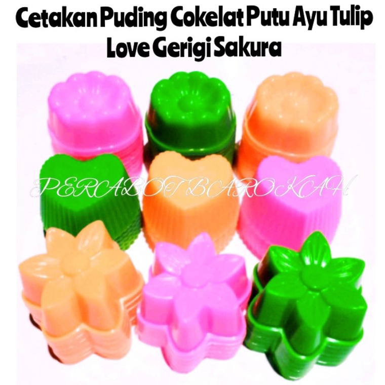 12pcs sakura, tulip, love serrated molds 12pcs Putu Ayu/Pudding/Talam ...