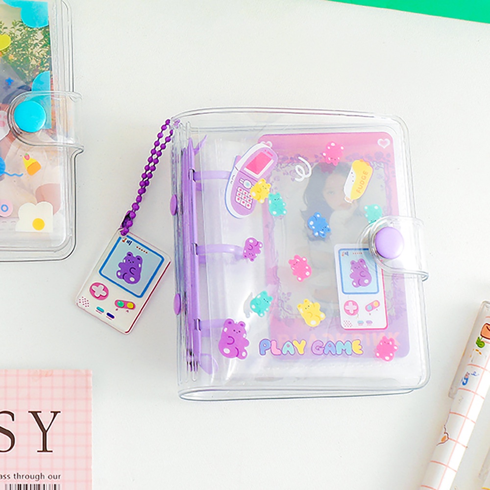 ins student cartoon cute transparent three-hole album girl PVC binder ...