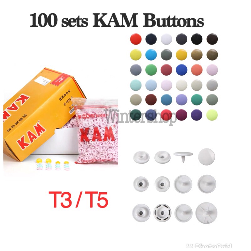 100Set ORIGINAL KAM Resins button fasteners for baby cloth bid straps T8/T3/T5 | Shopee Philippines