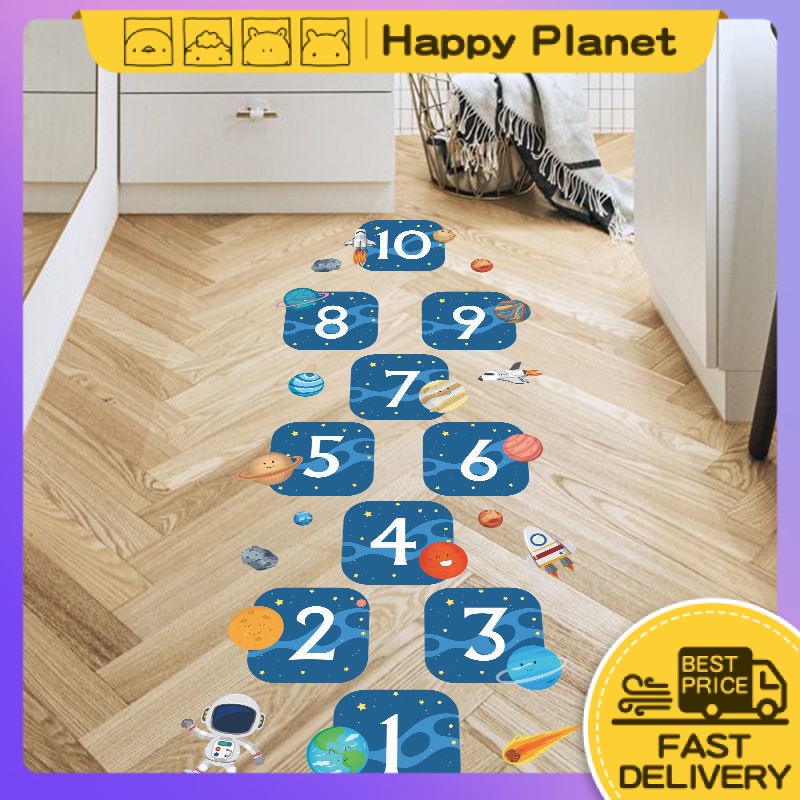 Happy Planet Hopscotch floor stickers Jumping Lattice Mat Montessori ...