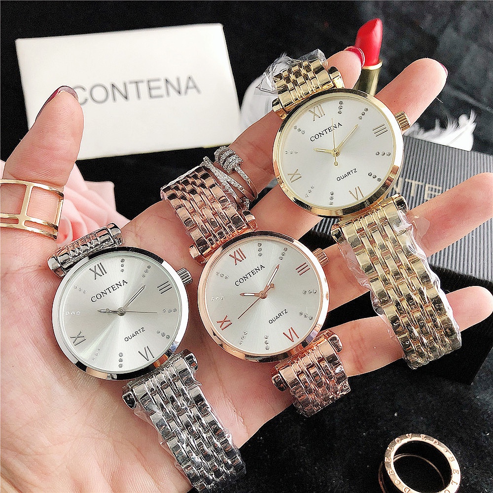 2022 CONTENA Ladies Fashion Watch Silver Gold WristWatch Women Bear ...