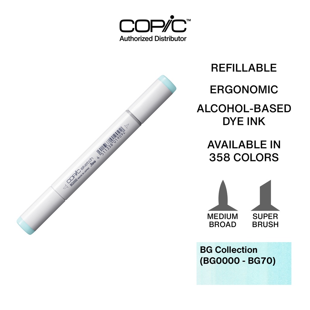 Copic Sketch Marker BG (Blue Green) Collection A (BG0000-BG70) | Shopee ...