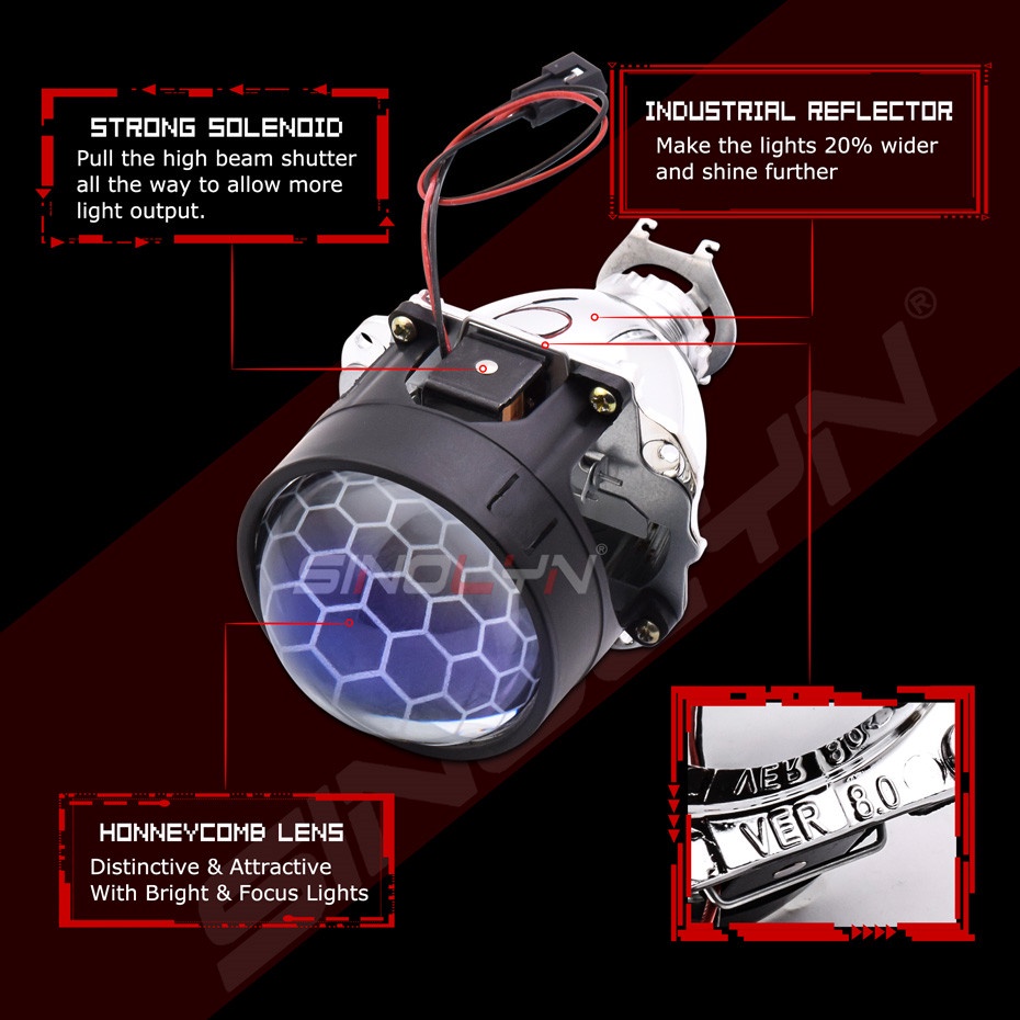 H4 H7 Headlight Bi-xenon Spiral Angel Eyes Honeycomb Soccer Etching ...
