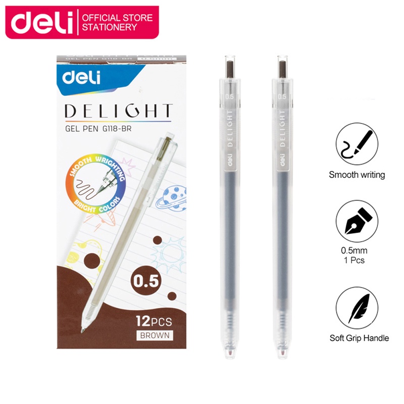 Deli EG118 Press Color Gel Pen 0.5mm 12 Colors Painting Writing Pens ...