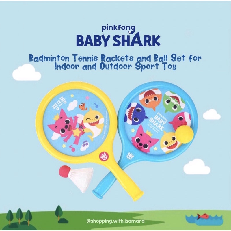 Pinkfong Baby Shark Badminton Tennis Rackets and Ball Set / Pink Fong ...