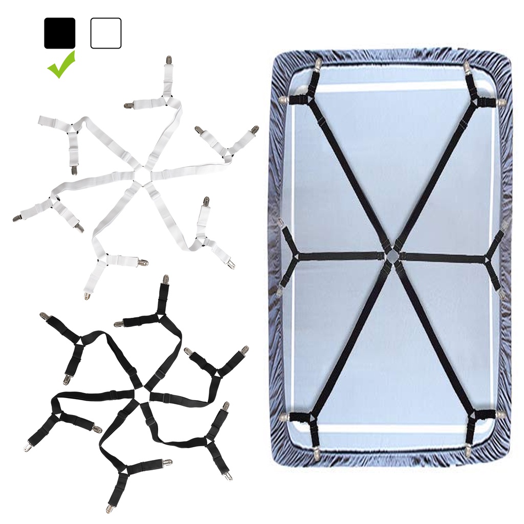 6 Sides Bed Sheet Clips Grippers Fastener Sheet Suspenders Elastic ...