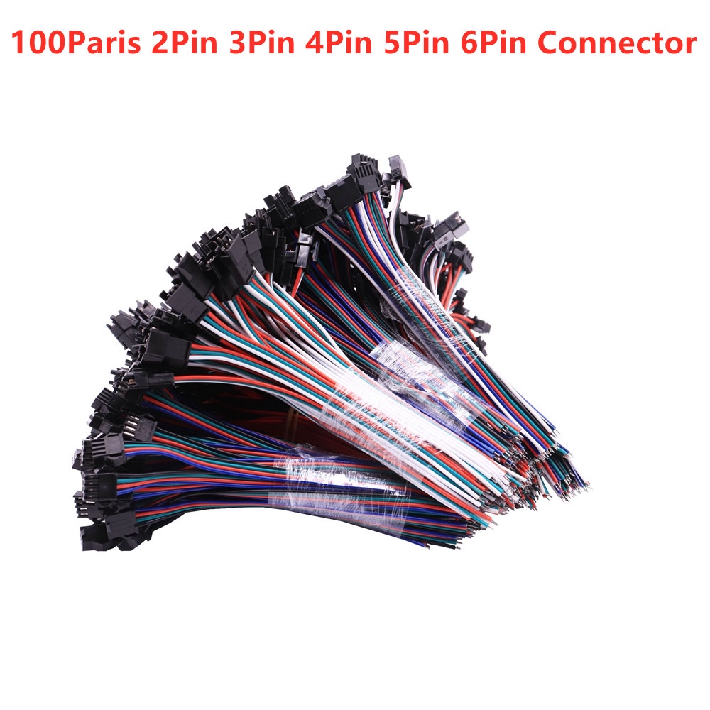100Pairs 2pin 3pin 4pin 5pin 6Pin JST Led Connector Male/female JST SM 2 3 4 5 Pin Plug ...