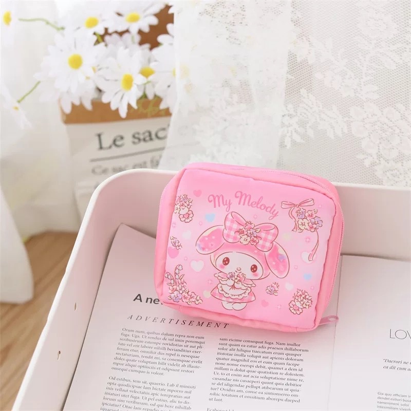 Walkie Sanrioed Kawaii Portable Sanitary Napkin Tampon Storage Bag