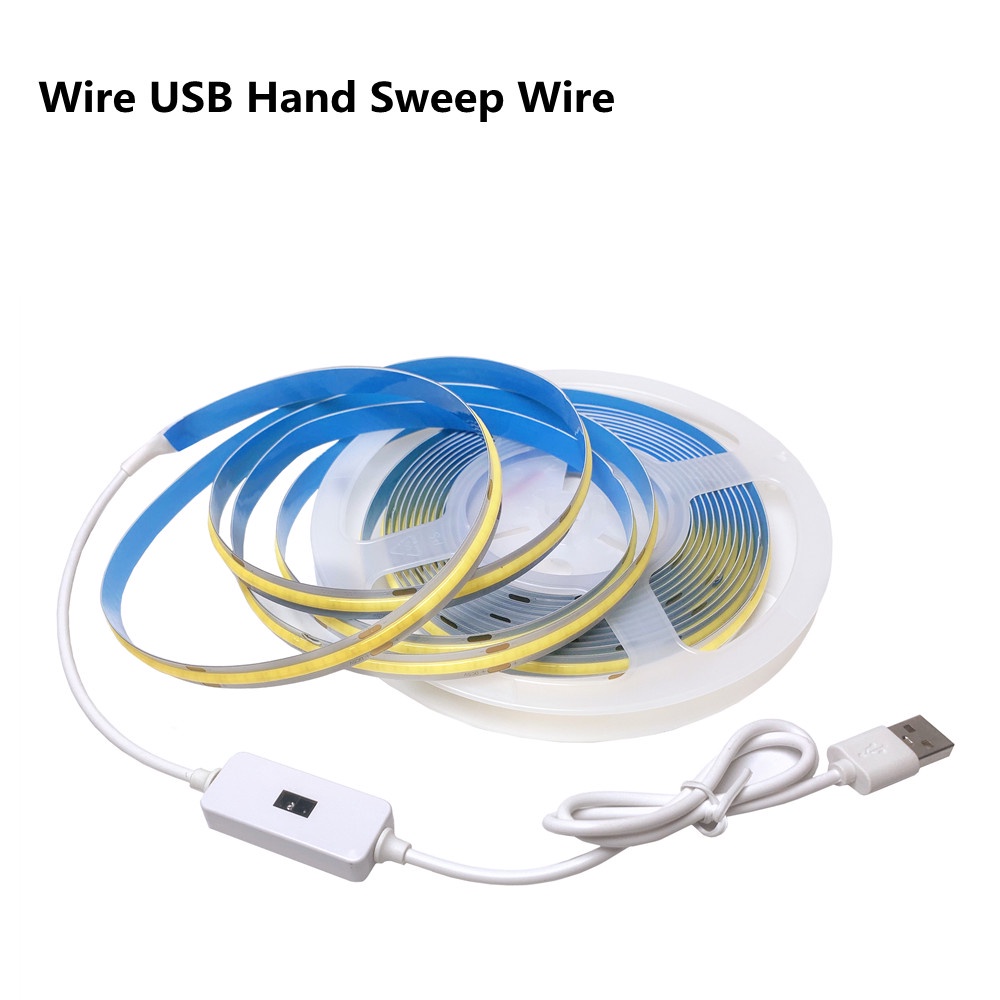 5V USB LED COB Strip Light Touch Dimmable Switch Flexible Led Tape 320 LEDs High Density Soft ...