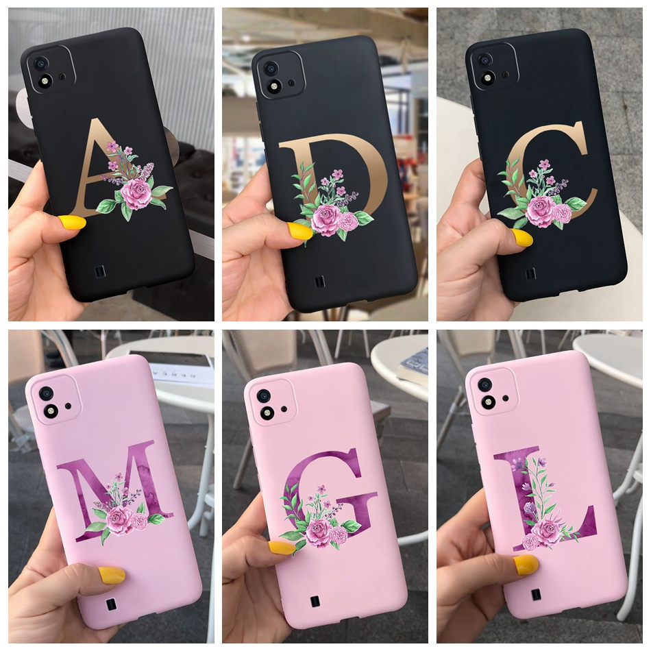 Realme C11 2021 RMX3231 Phone Case Cute Letter Flower Candy Color Soft ...