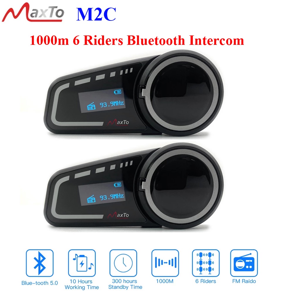 MAXTO M2C 1000M Motorcycle Helmet Bluetooth Intercom Headset With LCD ...